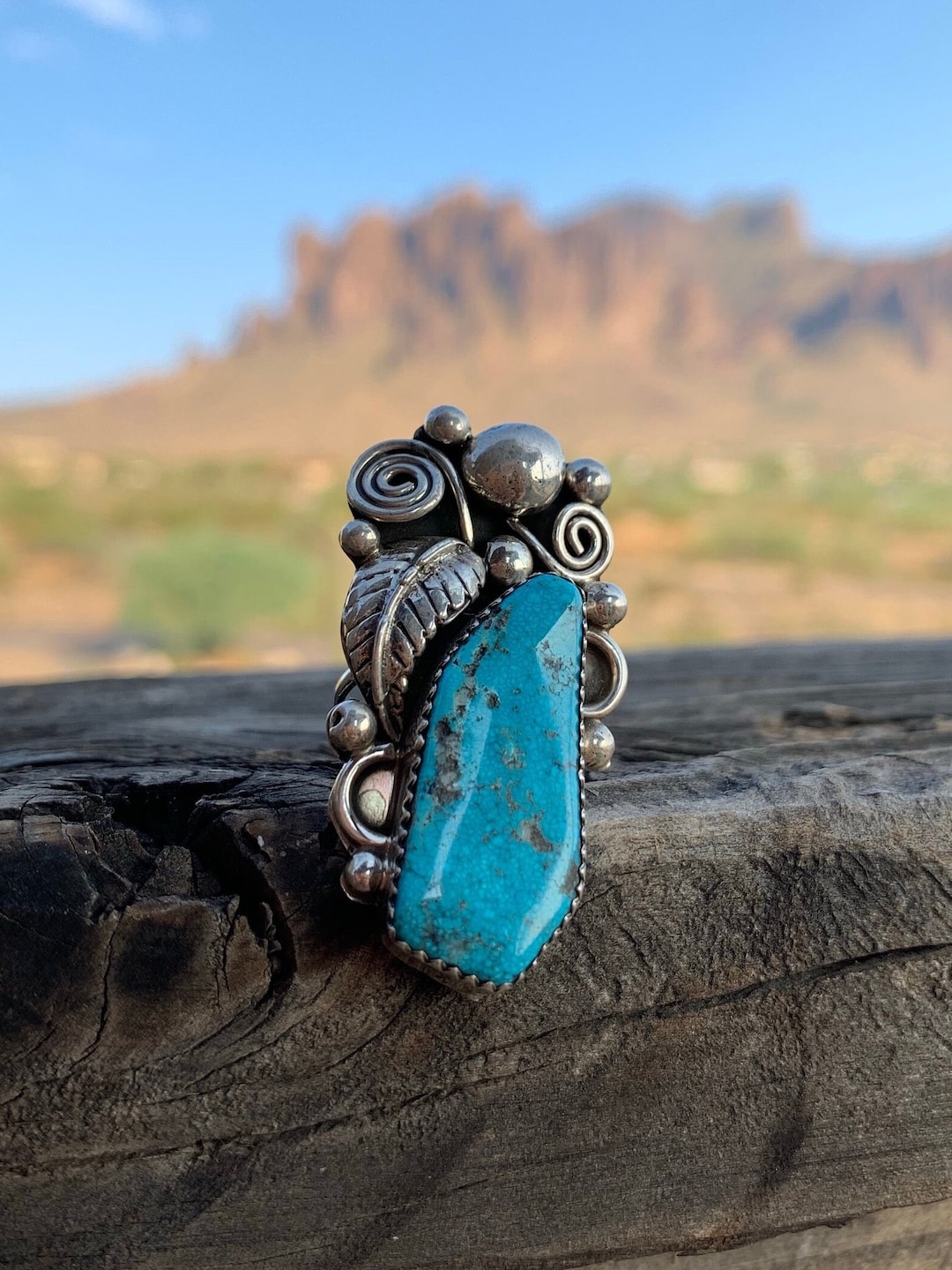 Arizona Turquoise Ring Size 7 1/4 Vintage Style, Sterling Silver FREE ...