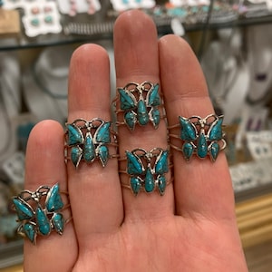 Butterfly Turquoise Inlay Sterling Silver Ring (see Description) Free ...