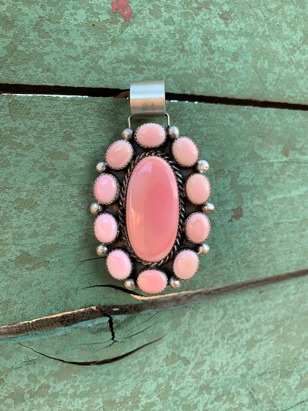 Pink Conch Shell Cluster Large Pendant, Sterling Silver (see ...