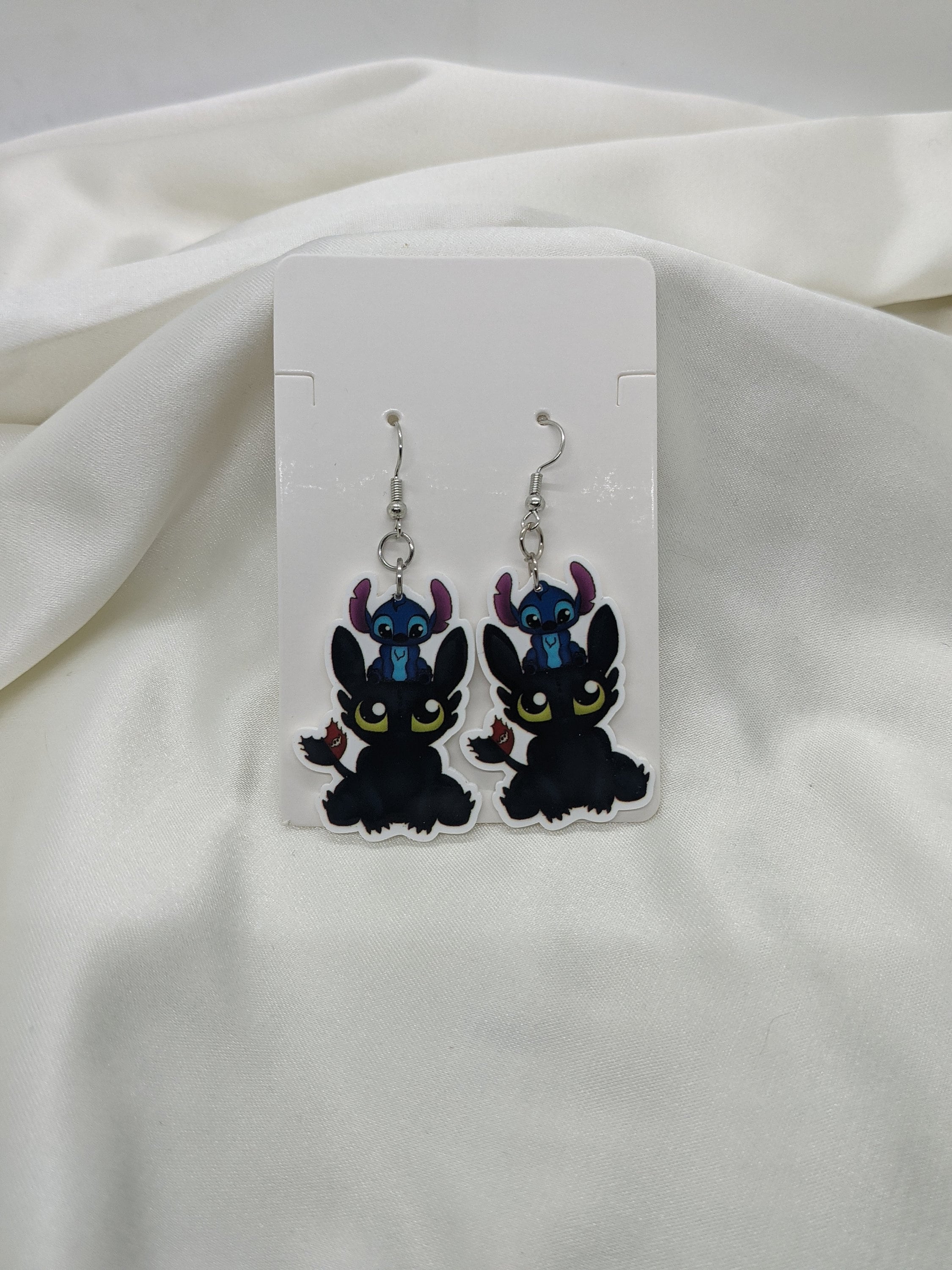 Night Fury and Stitch Best Friends Dangle Earrings - Etsy