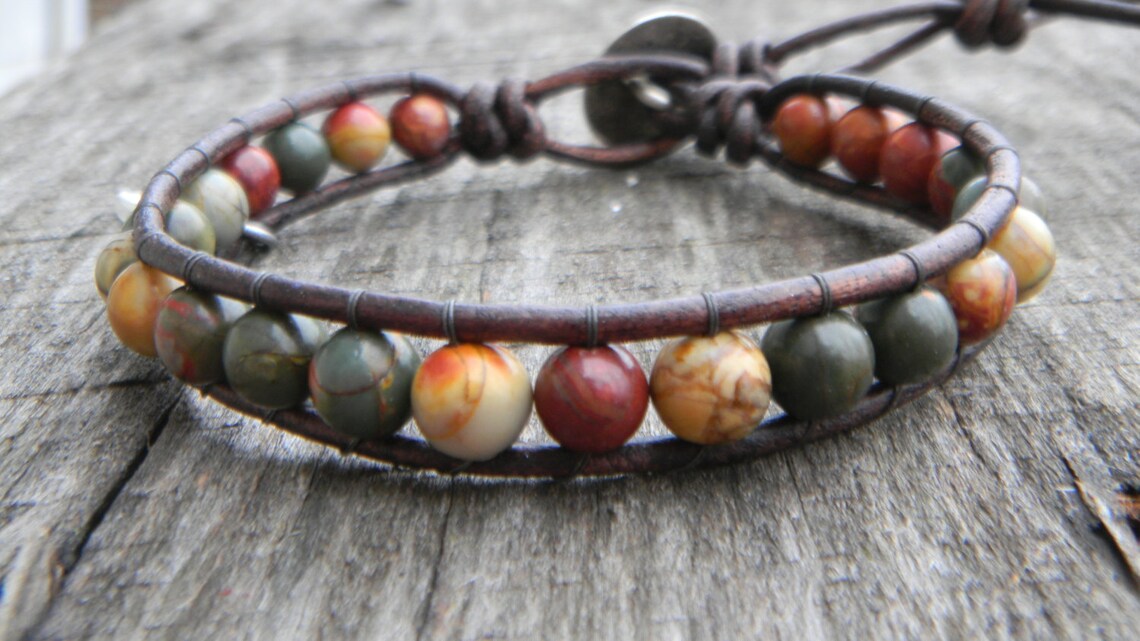 Native American Style Jewelry - Mens Bracelet Leather - Beaded Bracelet ...