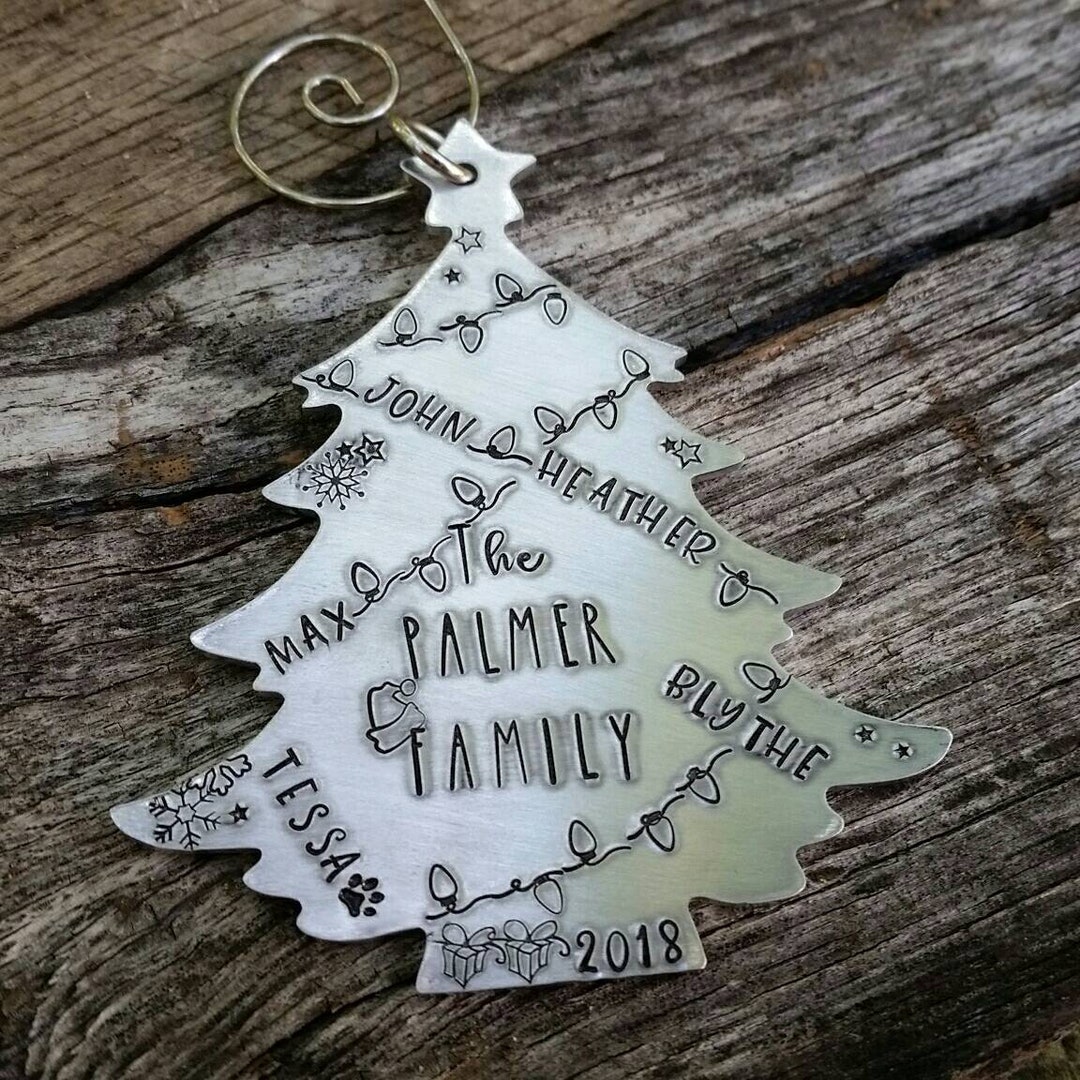 Personalized Ornament for Tree Hand Stamped Christmas Tree - Etsy