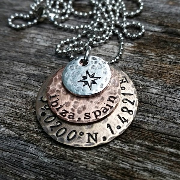 Coordinates Necklace - Etsy