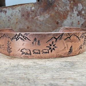 Copper Bracelet, Gift for Men, Copper Cuff Bracelet, Outdoorsman Gift ...