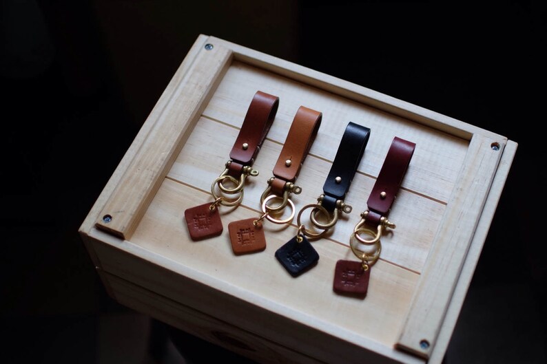 LEATHER Keychains Key Fob Cool Leather Keychains Engrave | Etsy