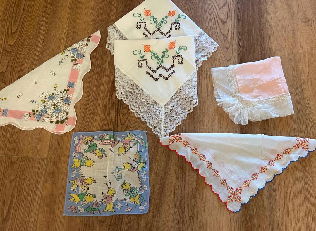 Lot of 6 Unique Vintage Beautiful Handkerchiefs - Etsy