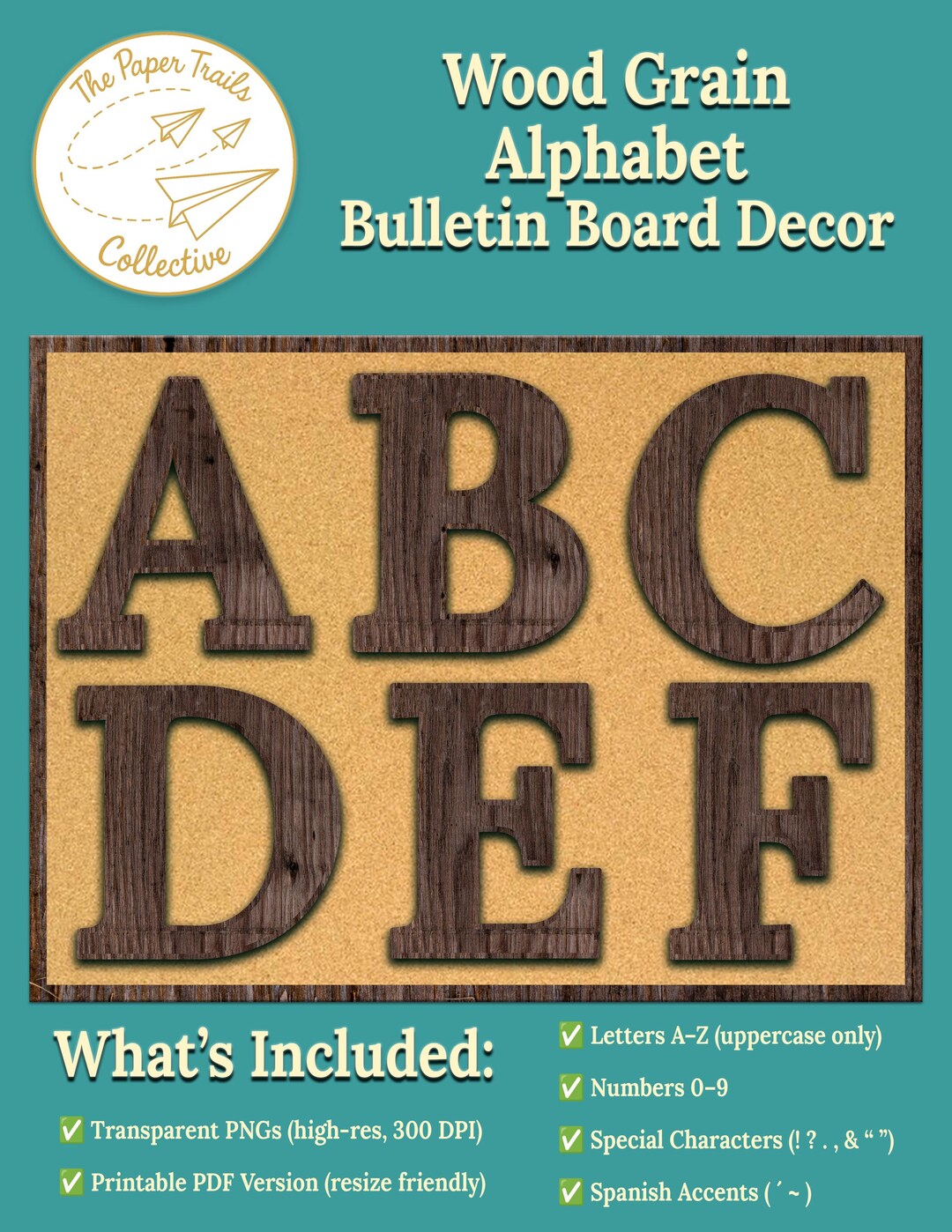 Rustic Wood Grain Alphabet – Printable A-Z Letters for Bulletin Boards ...