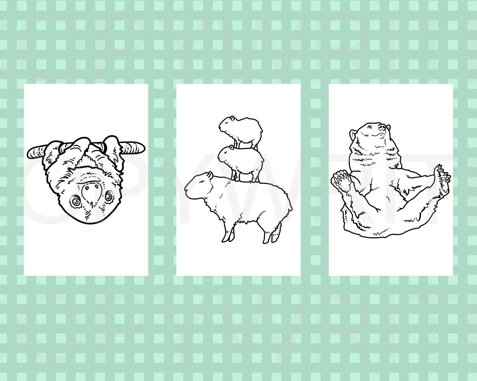 Bold & Cute Animals Coloring Page Set, Digital Download Coloring Book ...