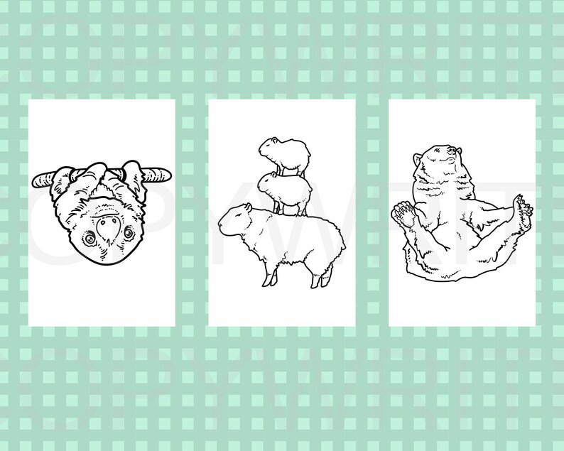 Bold & Cute Animals Coloring Page Set, Digital Download Coloring Book ...