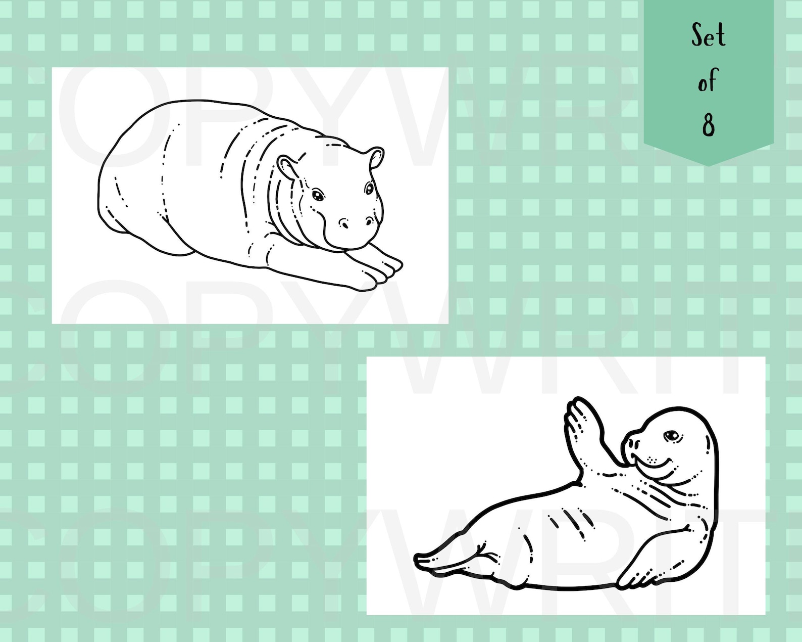 Bold & Cute Animals Coloring Page Set, Digital Download Coloring Book ...