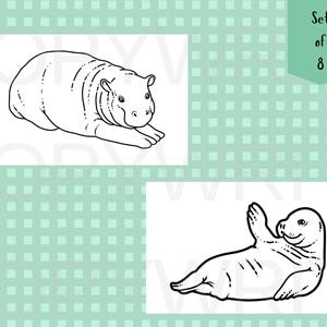 Bold & Cute Animals Coloring Page Set, Digital Download Coloring Book ...