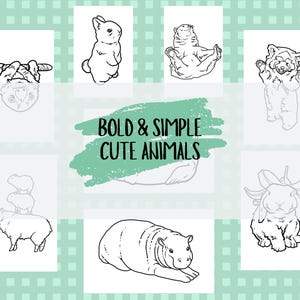 Bold & Cute Animals Coloring Page Set, Digital Download Coloring Book ...