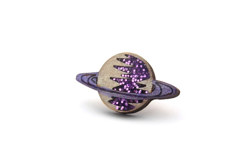 Purple Saturn Planet Pin Badge - Etsy