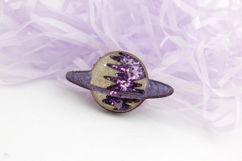 Purple Saturn Planet Pin Badge - Etsy