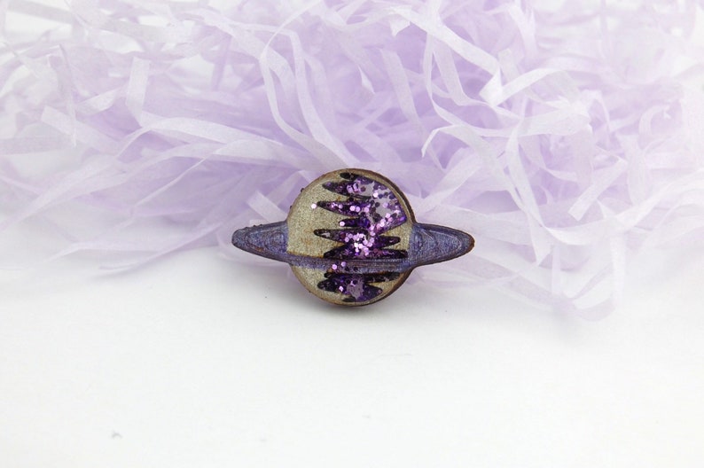 Purple Saturn Planet Pin Badge - Etsy