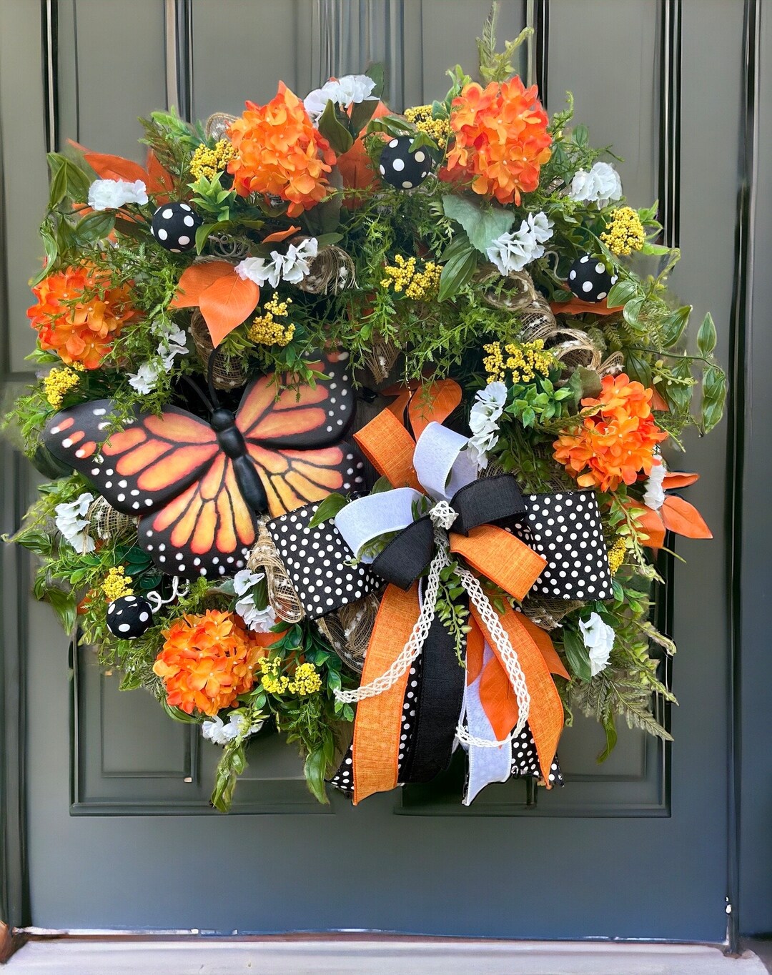 Monarch Butterfly Wreath-orange and Black Home Decor-vibrant Summer ...