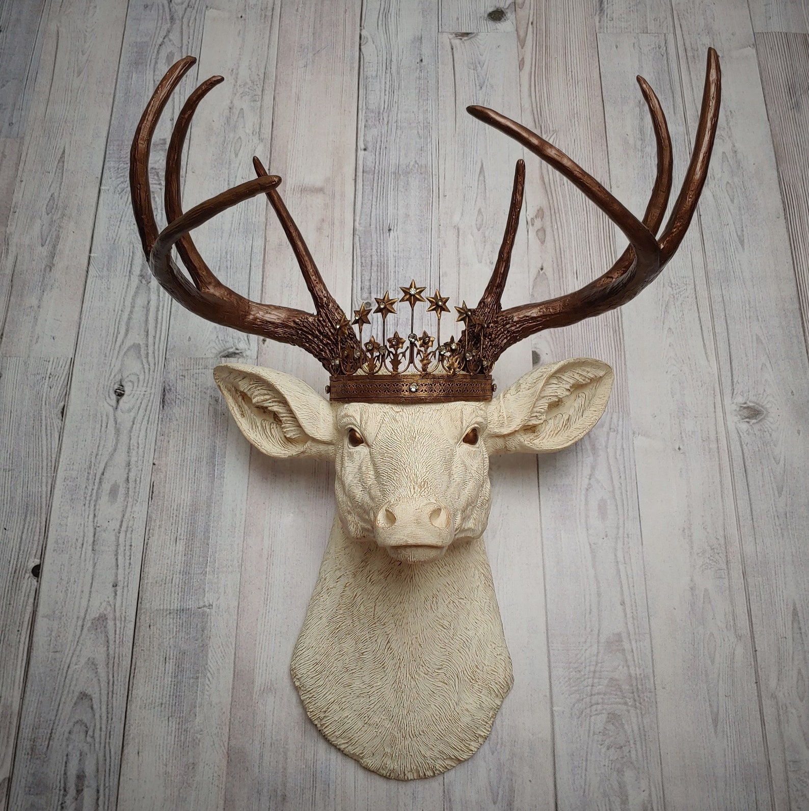 Faux Taxidermy Deer Head Faux Stag Head Deer Head With Crown - Etsy