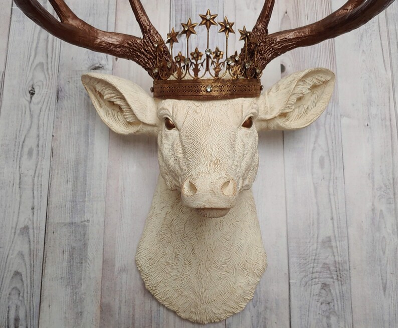 Faux Taxidermy Deer Head Faux Stag Head Deer Head With Crown - Etsy