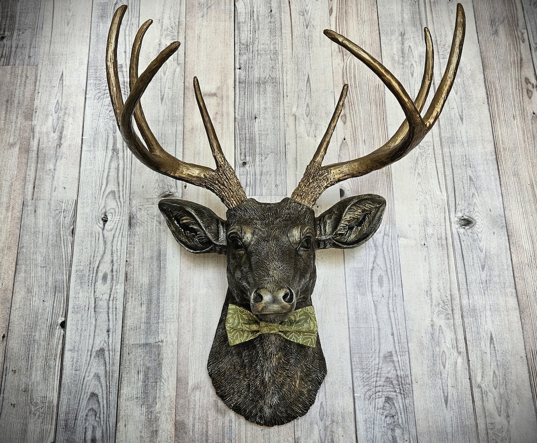Faux Taxidermy Deer Head, Stag Head Wall Mount With Bow Tie - Etsy