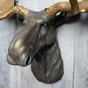 Faux Moose Head, Moose Head Wall Decor, Faux Taxidermy Moose Head - Etsy