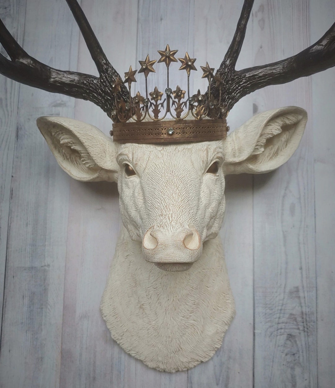 Faux Taxidermy Deer Head Faux Stag Head Deer Head With Crown - Etsy
