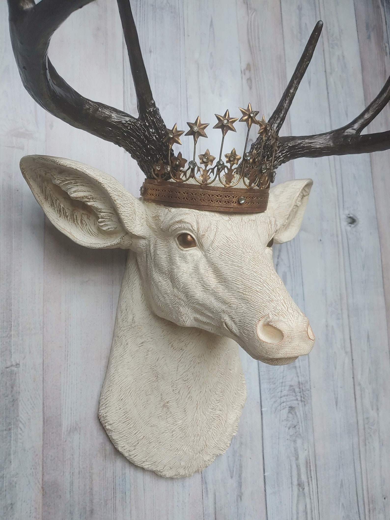 Faux Taxidermy Deer Head Faux Stag Head Deer Head With Crown - Etsy