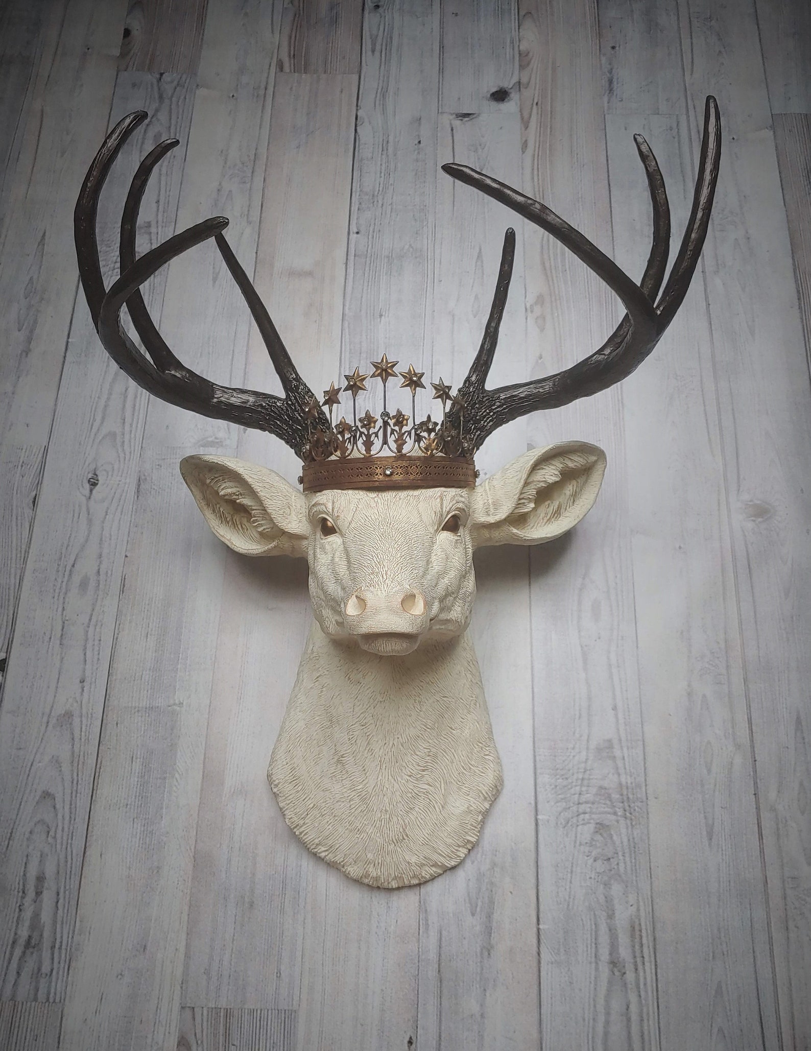 Faux Taxidermy Deer Head Faux Stag Head Deer Head With Crown - Etsy