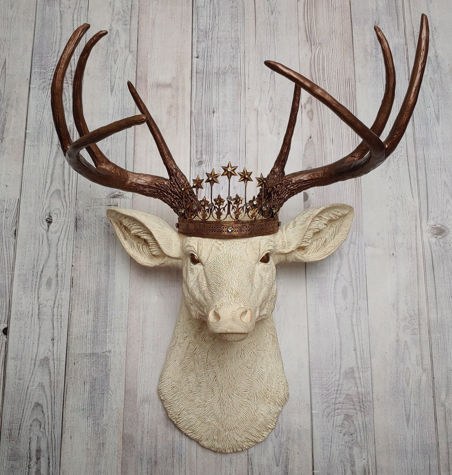 Faux Taxidermy Deer Head Faux Stag Head Deer Head With Crown - Etsy