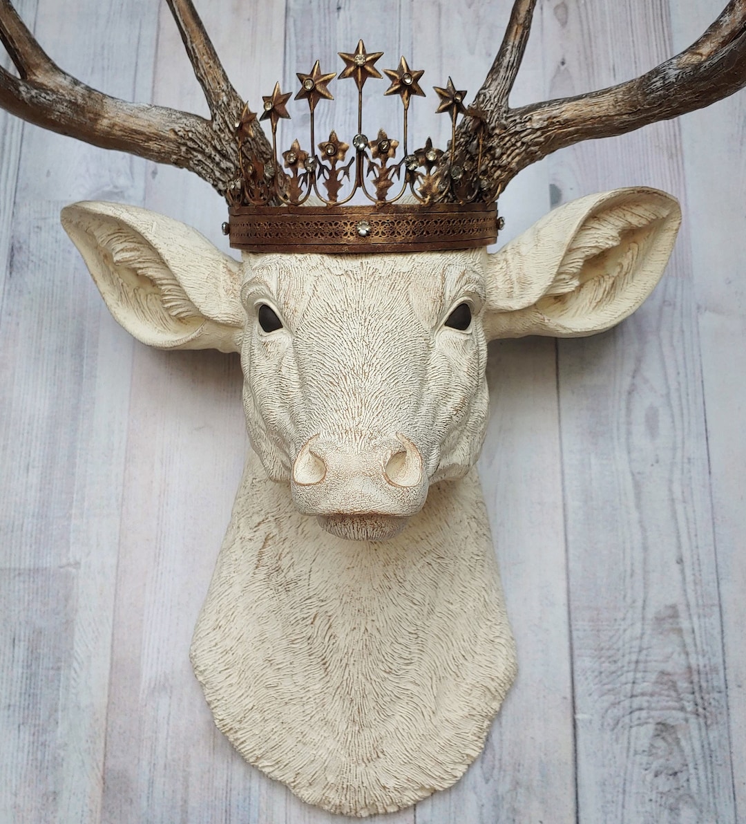 Faux Taxidermy Deer Head Faux Stag Head Deer Head With Crown - Etsy
