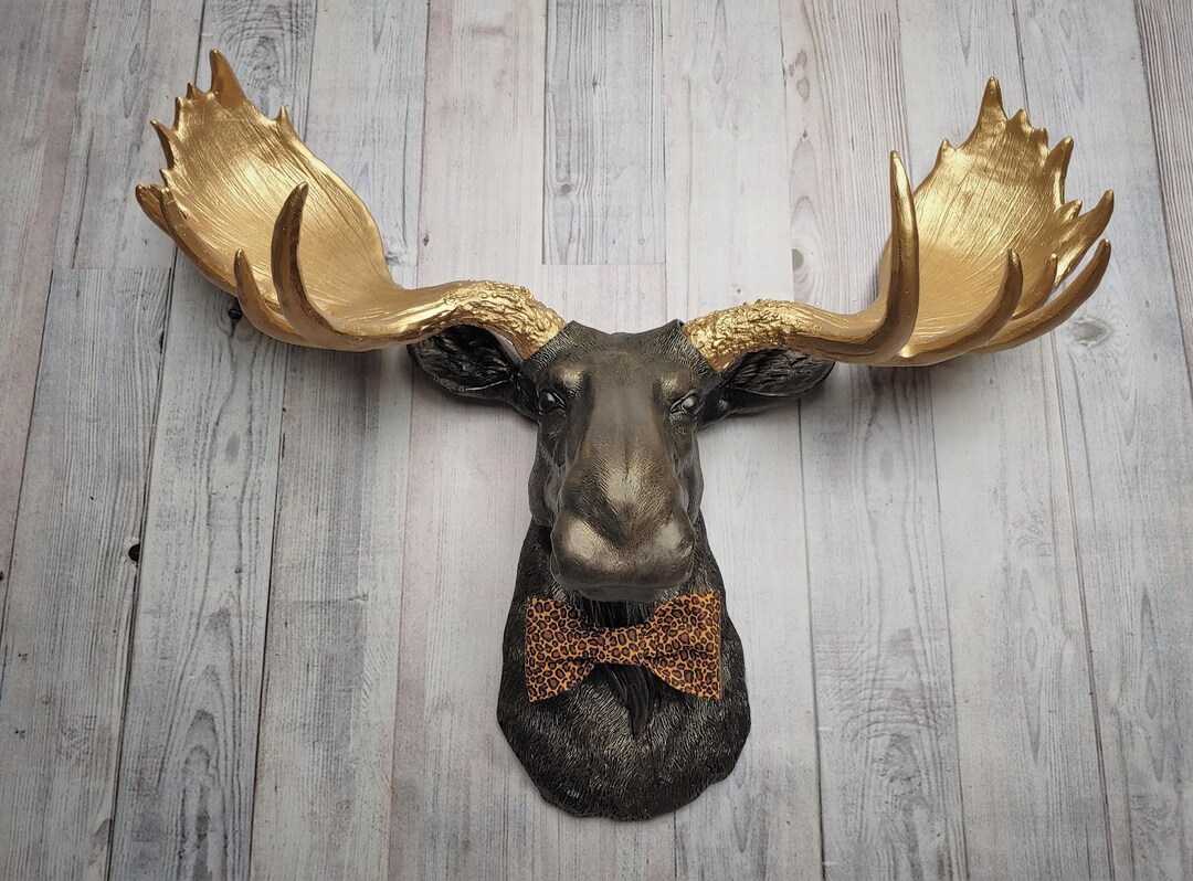 Faux Taxidermy Moose Head Wall Mount, Moose Head with Bow Tie, Fake ...