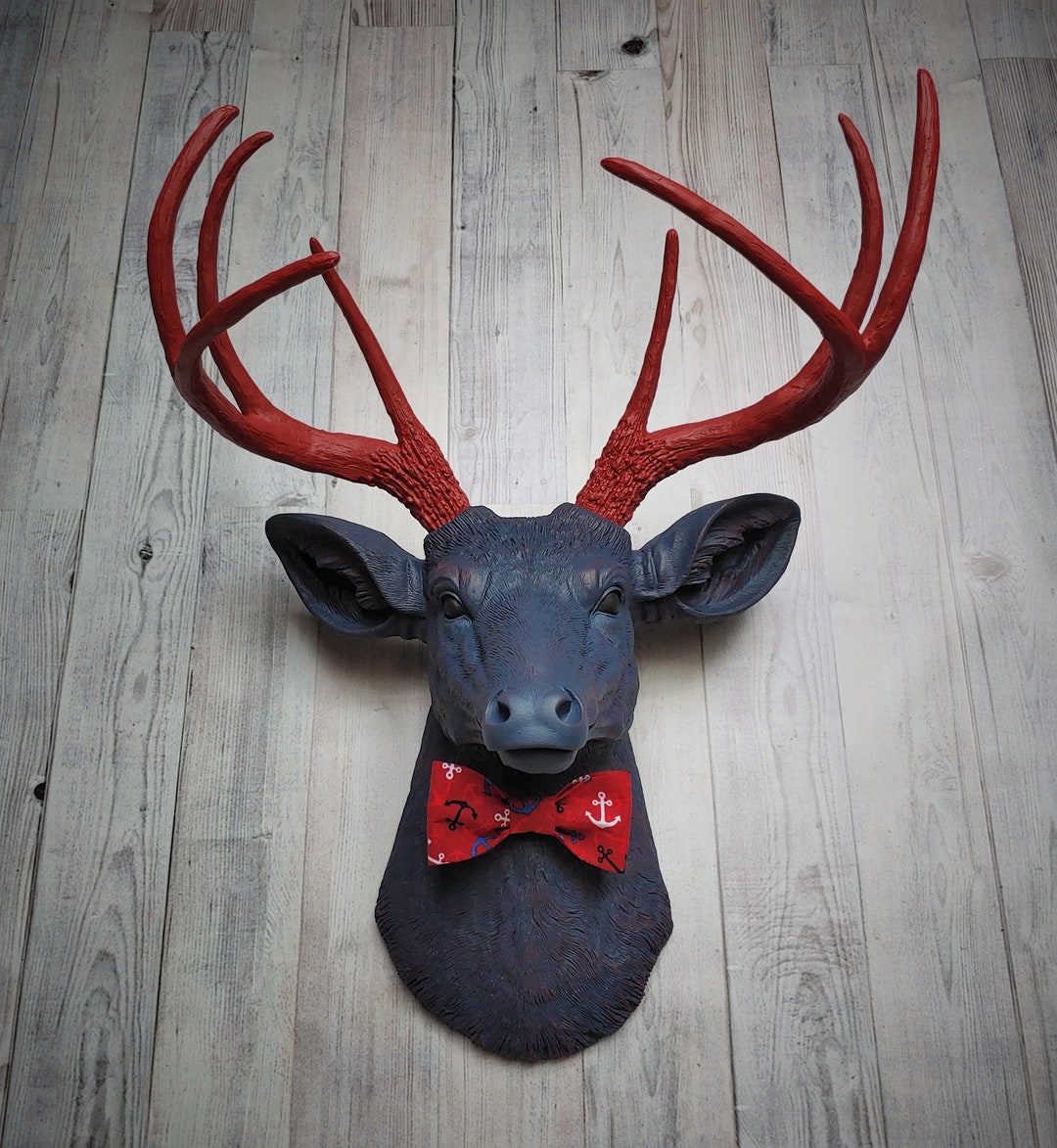 Faux Taxidermy Deer Head Wall Mount With Bow Tie, Stag Decor - Etsy