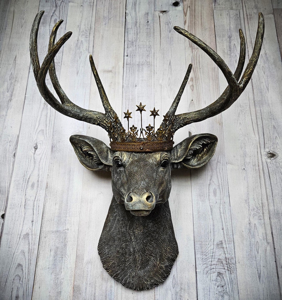 Faux Taxidermy Deer Head Wall Mount With Crown - Etsy