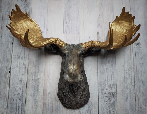 Faux Moose Head Moose Head Wall Decor Faux Taxidermy Moose | Etsy