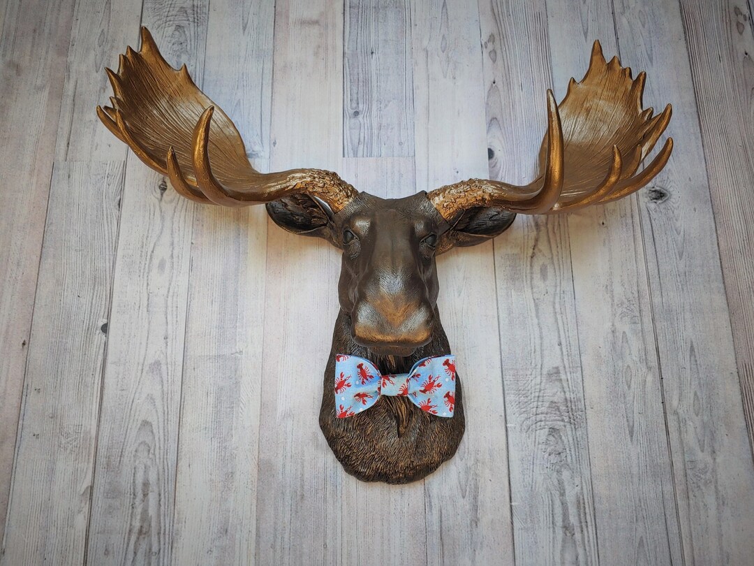 Faux Taxidermy Moose Head, Moose Head With Bow Tie, Fake Animal Head ...