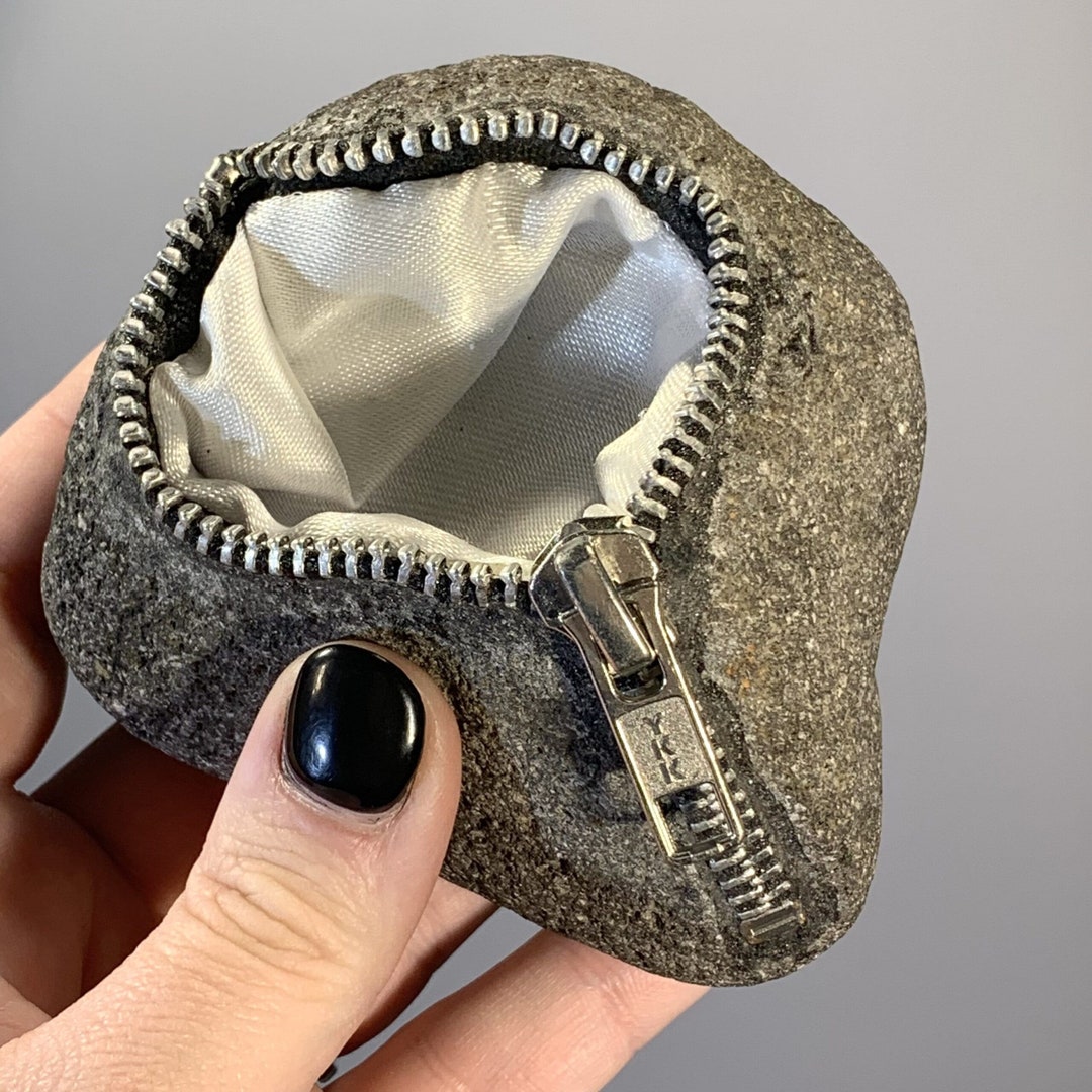 Lava Rock Zipper Stone With Lined Cavity Healing Crystal - Etsy