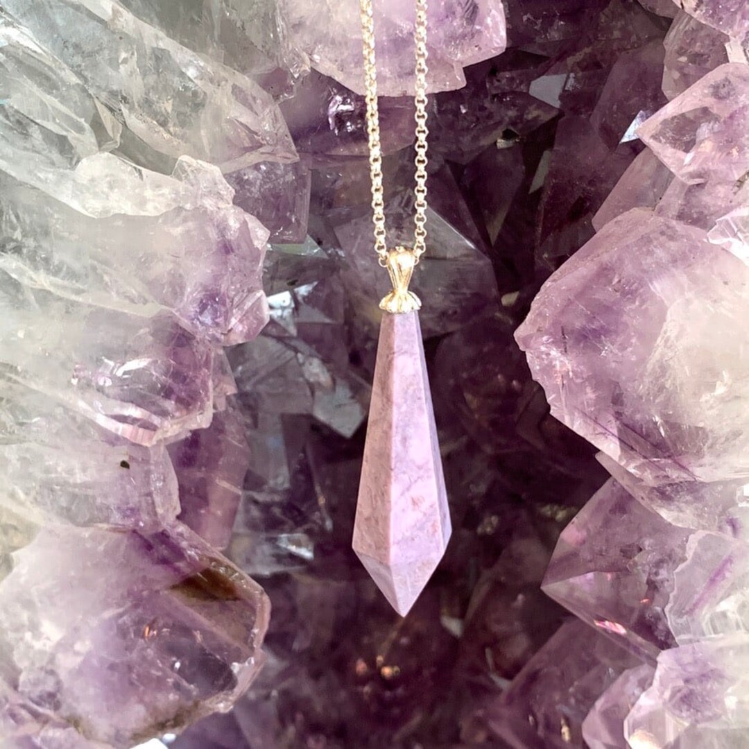 Jade (purple Jadeite) Pendulum Point Pendant (w 21" Chain) Healing ...