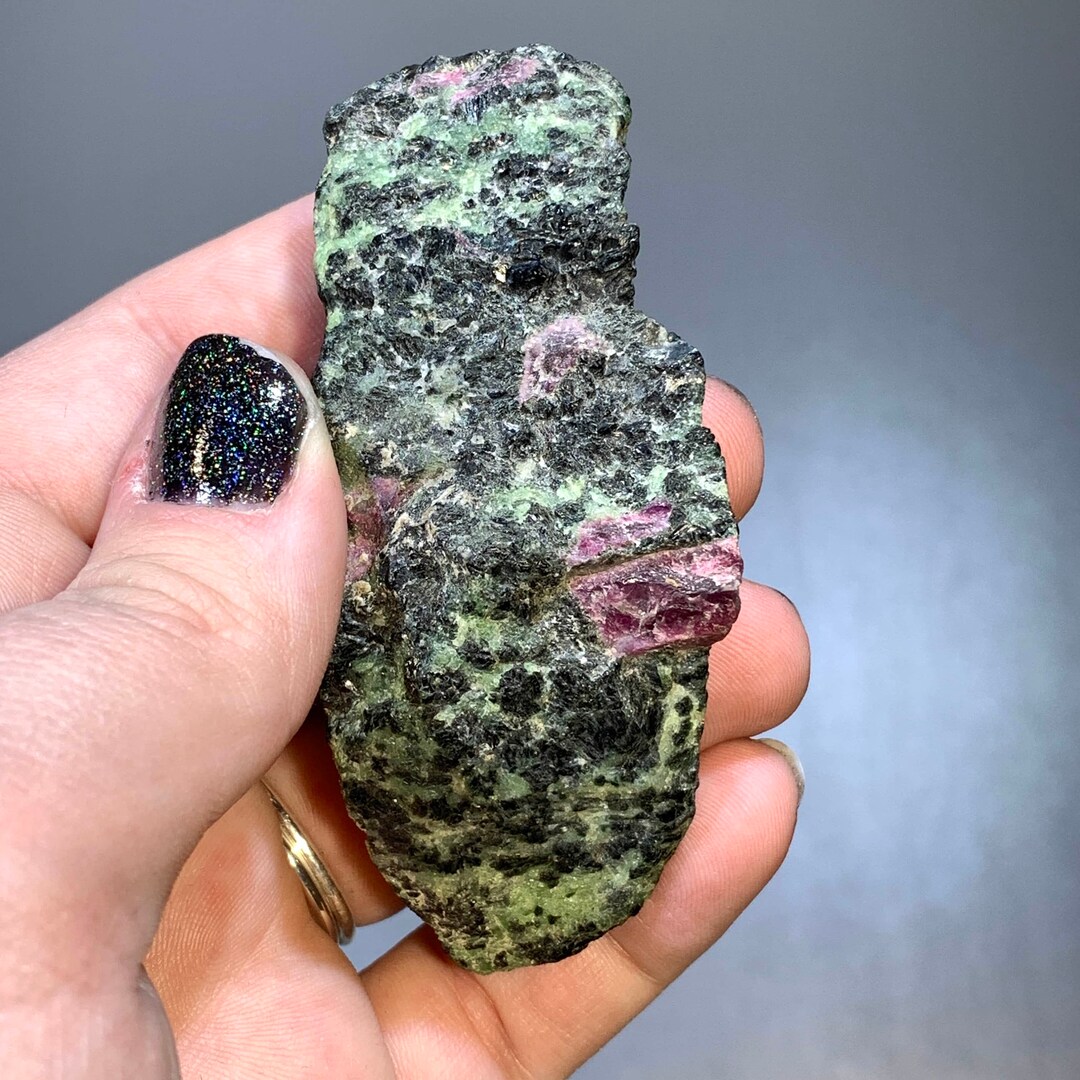 Ruby Zoisite 'curved Chunk' Natural Palm Piece Healing Crystal - Etsy