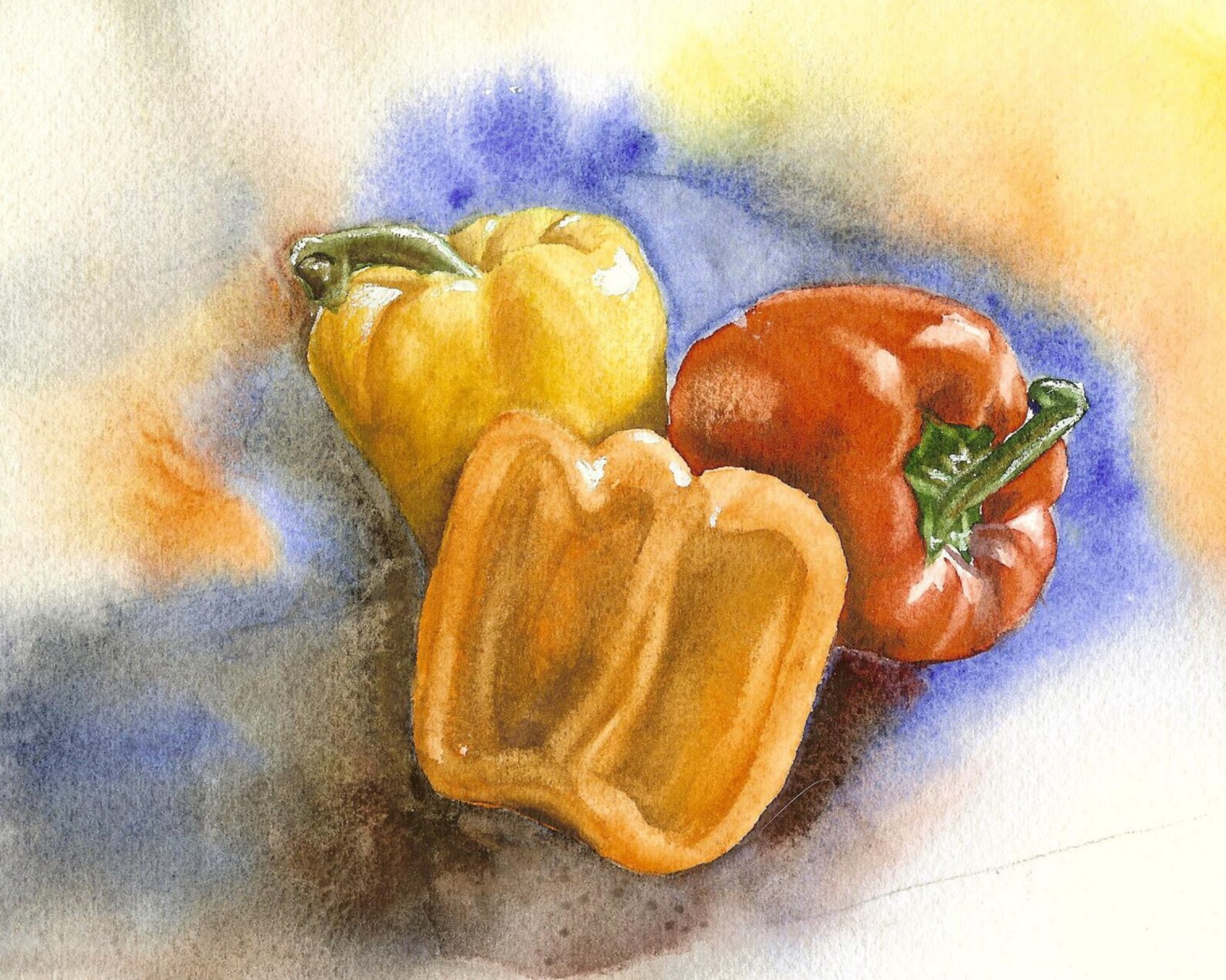 Bell Pepper Trio. Print From Original Watercolor Painting in 8 X 10 or ...