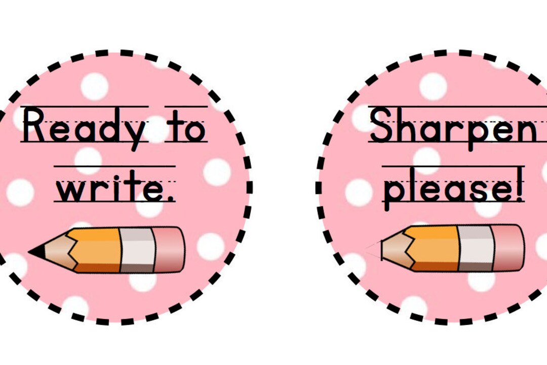 Ready to Write/sharpen Please Teacher Tools Pencil Holder Labels Pink ...