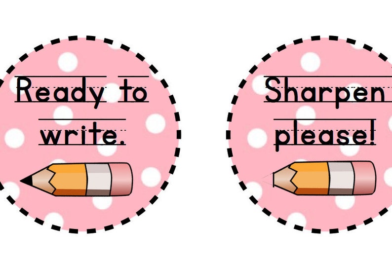 Ready to Write/sharpen Please Teacher Tools Pencil Holder Labels Pink ...