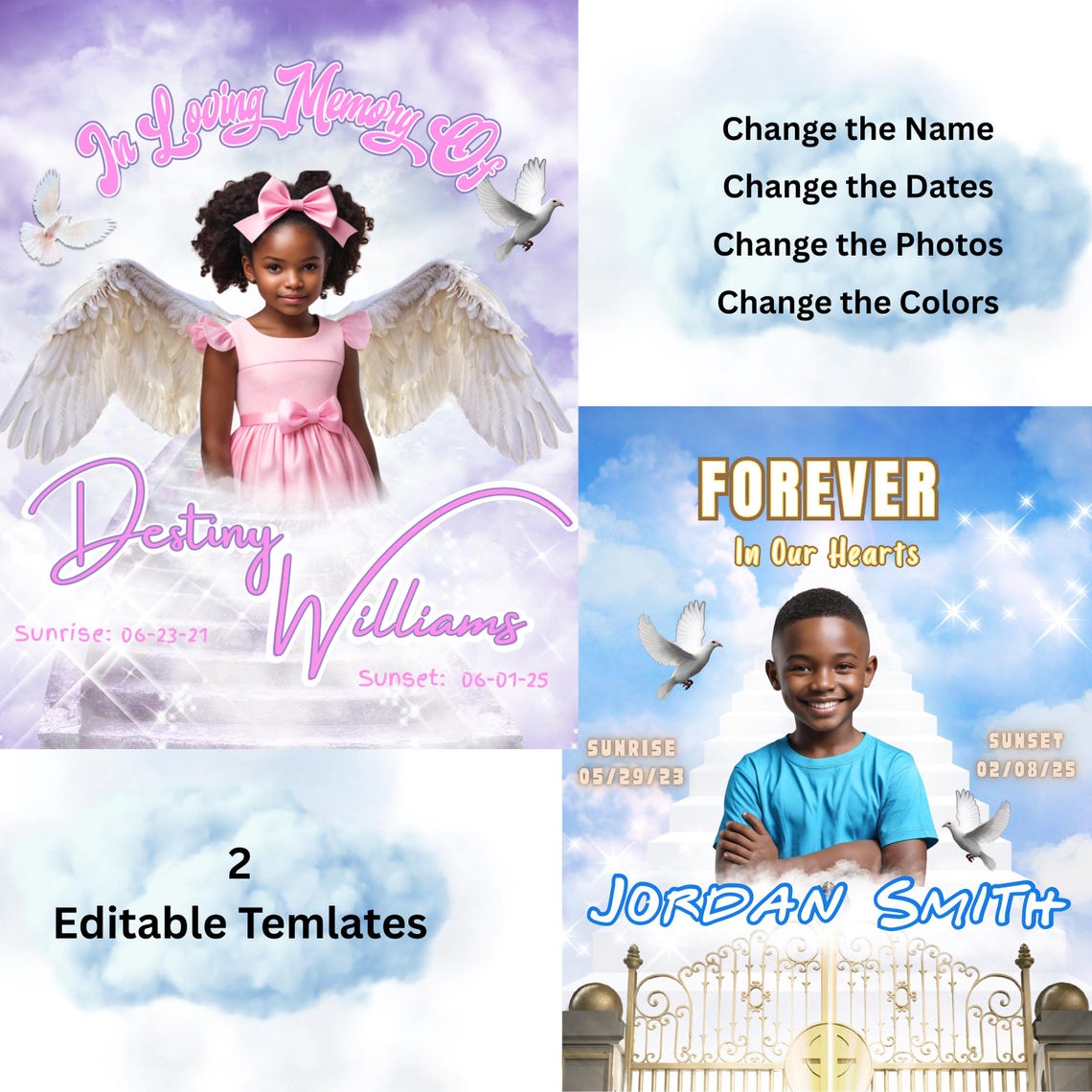 Editable Baby Memorial Templates: Celebration of Life, Funeral Program ...