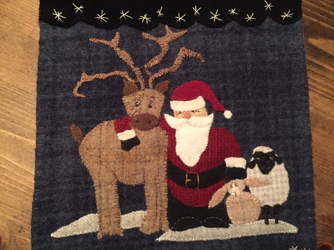 Wool Appliqué Pattern- " Merry Christmas" From Us! - Etsy