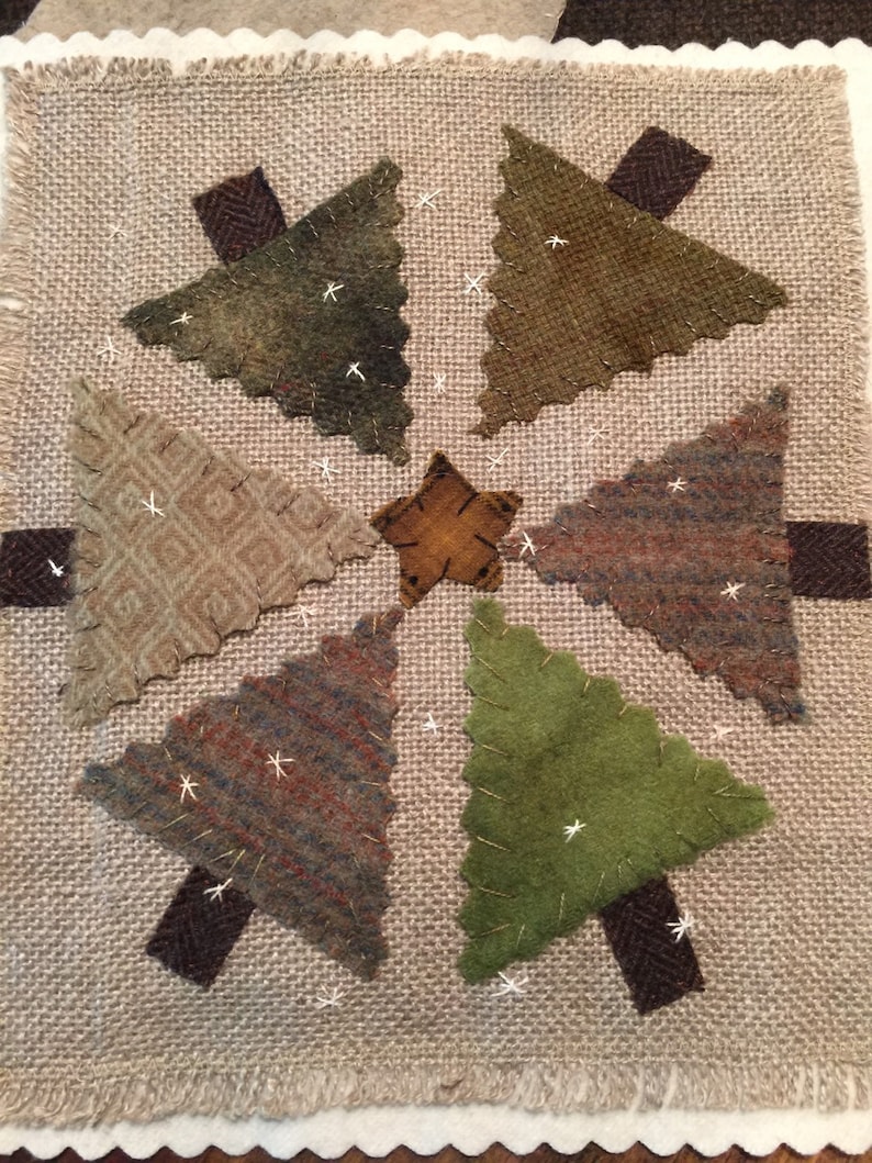 Green Trees wool Applique Pattern - Etsy