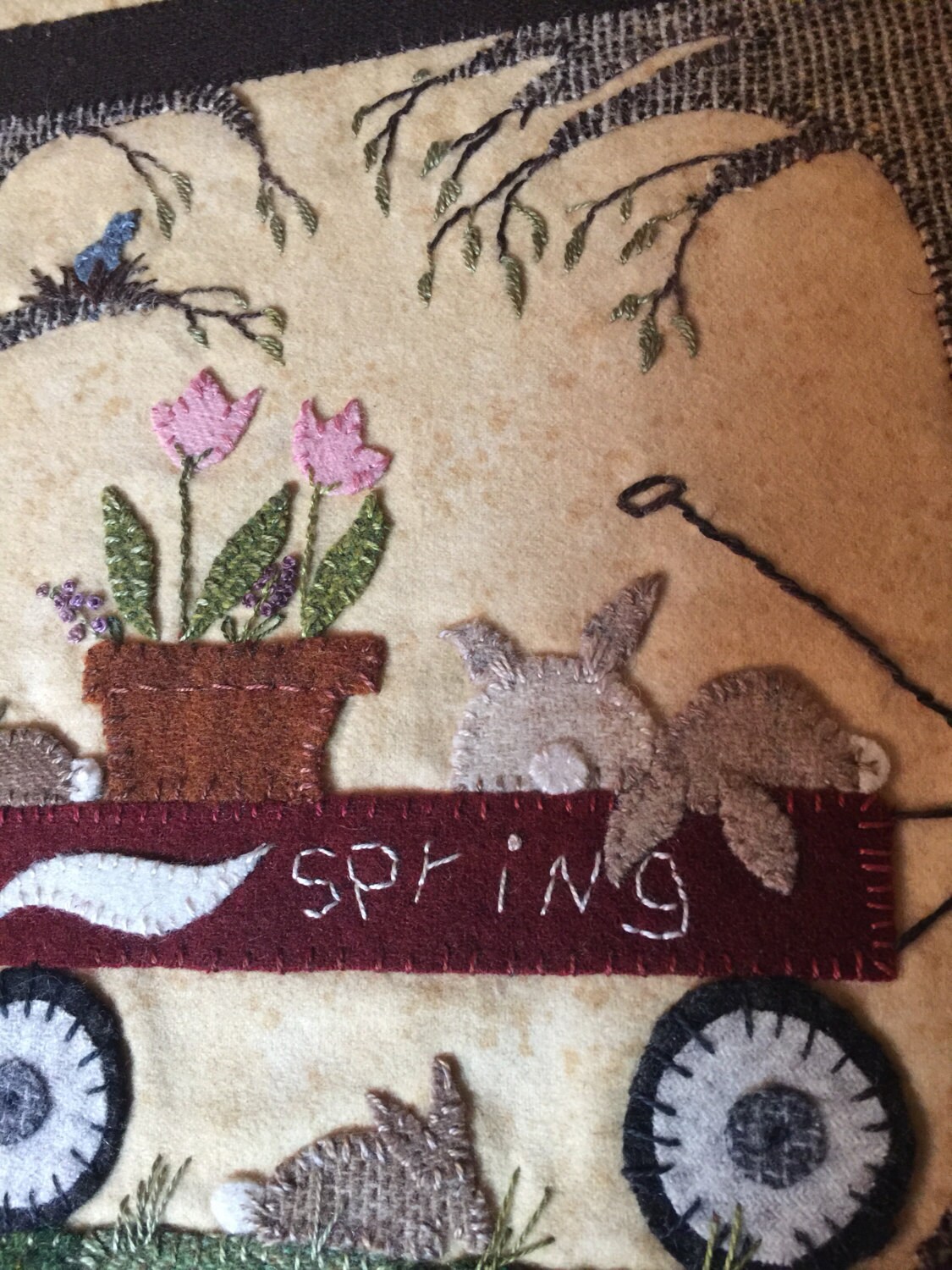 Spring Wagon Seasonal Flyer Collection 3 Wool Applique | Etsy