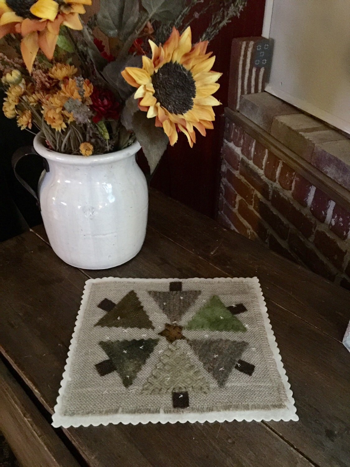 Green trees wool applique pattern | Etsy