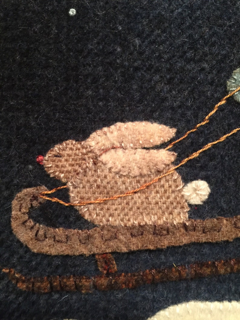 Wool Appliqué Pattern Called bunny Slope Finished - Etsy UK