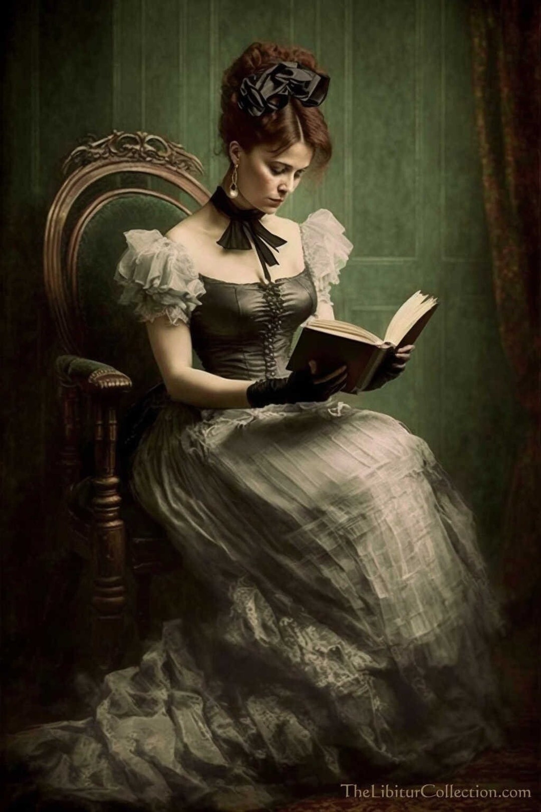 Vintage Victorian Goth Woman Reading in Chair No.1 | PRINTABLE DOWNLOAD ...