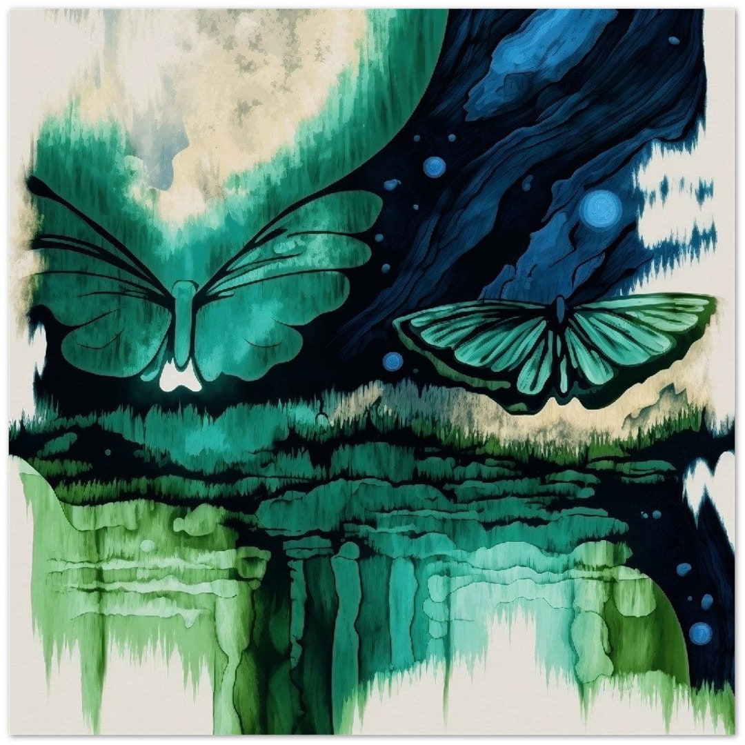 Abstract Moon Moth Water Color Poster Print Wall Art Abstract Moth ...