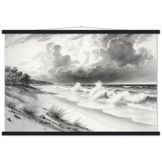 Beach Landscape Pencil Drawing