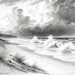 Vintage Coastal Ocean Landscape Pencil Sketch Beach Drawing No. 1 ...